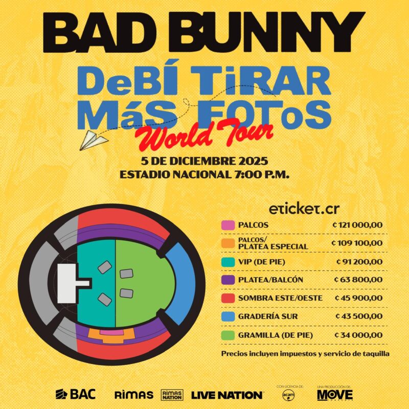Habilitan venta general y segunda fecha para Bad Bunny en Costa Rica