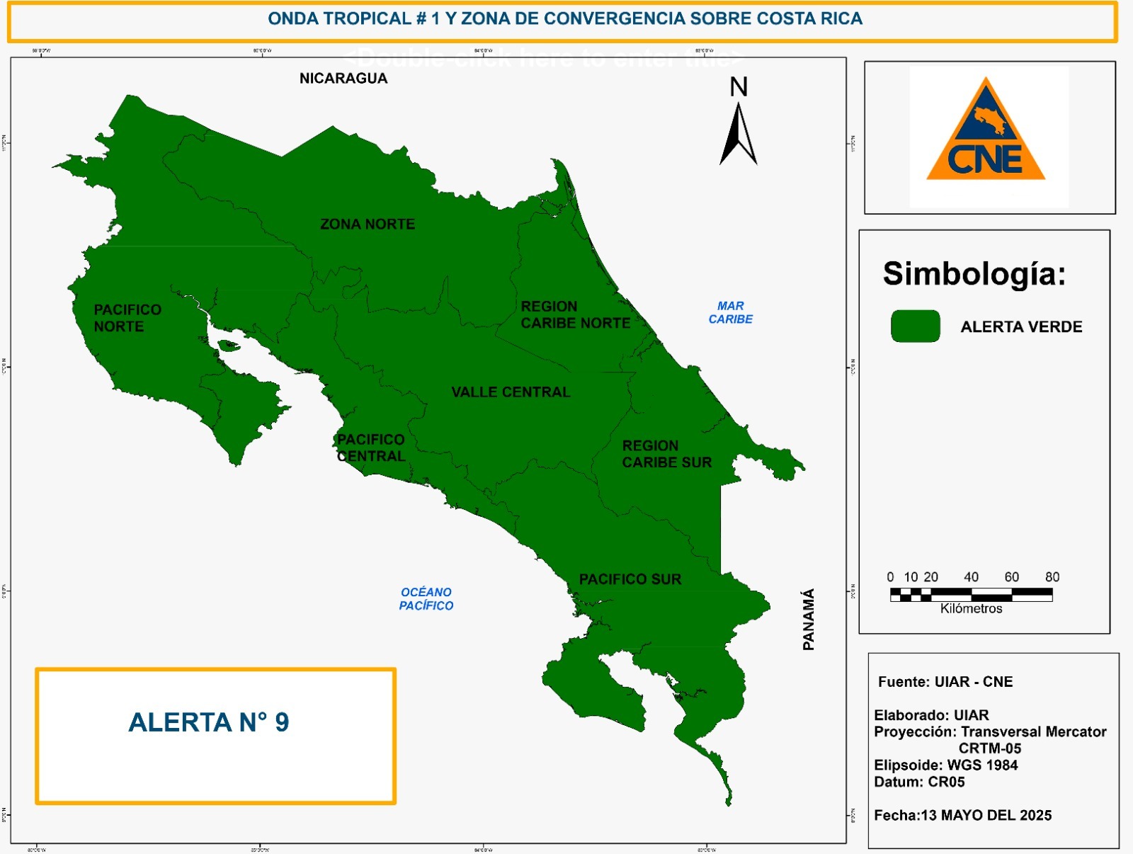CNE declara Alerta Verde en todo el país por la Onda Tropical #1